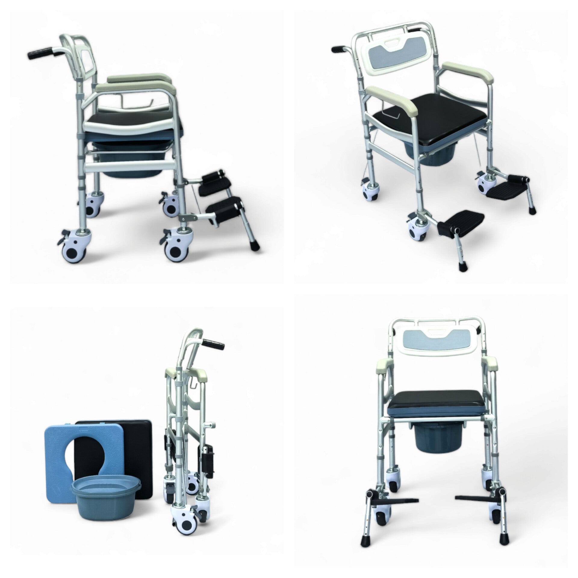 ViN J02 | Shower Commode Indoor Wheelchair - Foldable + Adjustable hei ...
